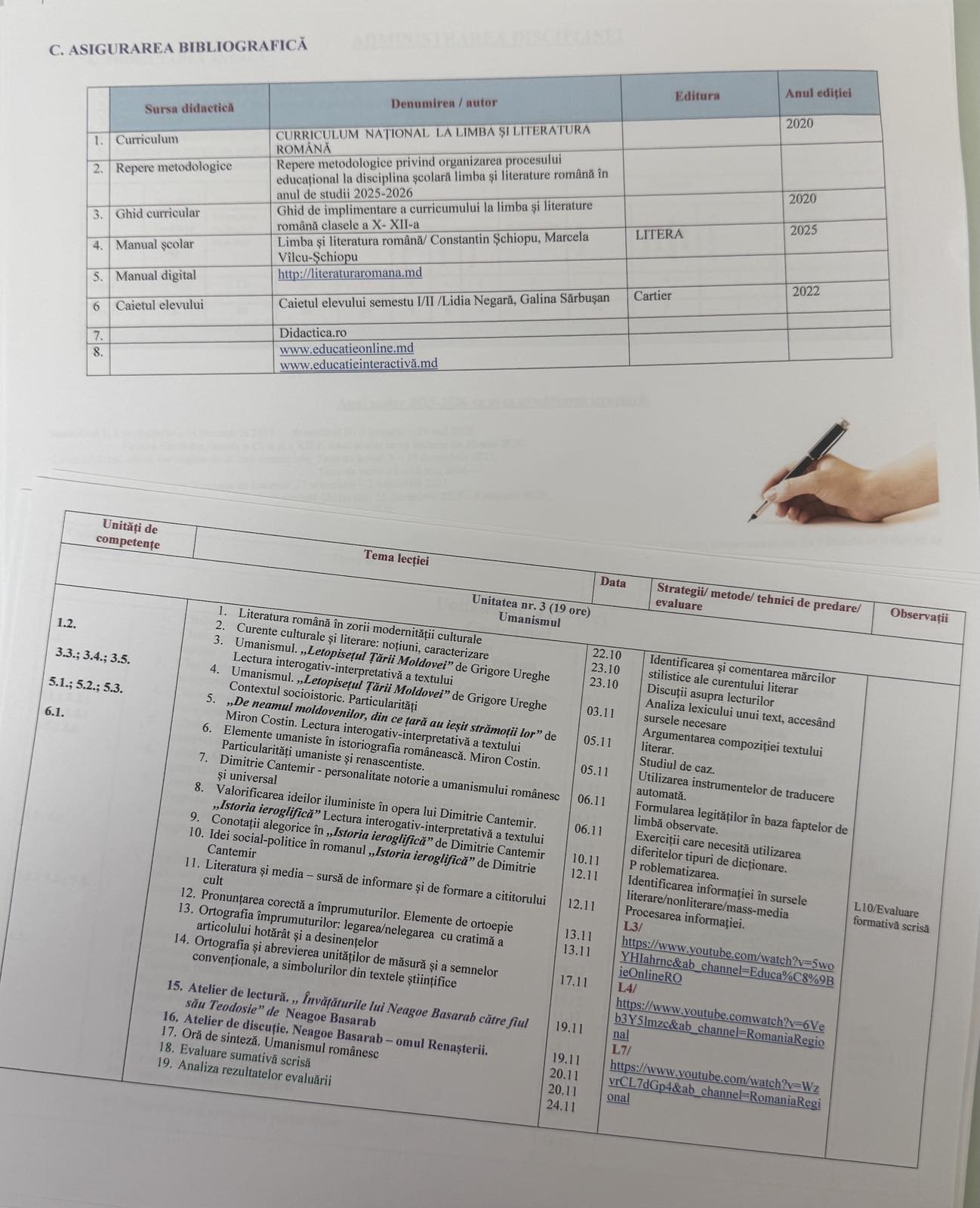 Proiect didactic de lungă durată la limba și literatura română, clasa a ...