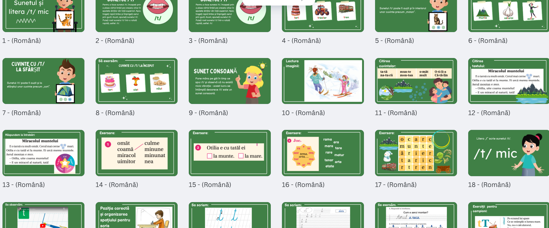 L.Lit.Română. Clasa I-âi. Sunetul [t] şi litera de tipar t. Litera t ...